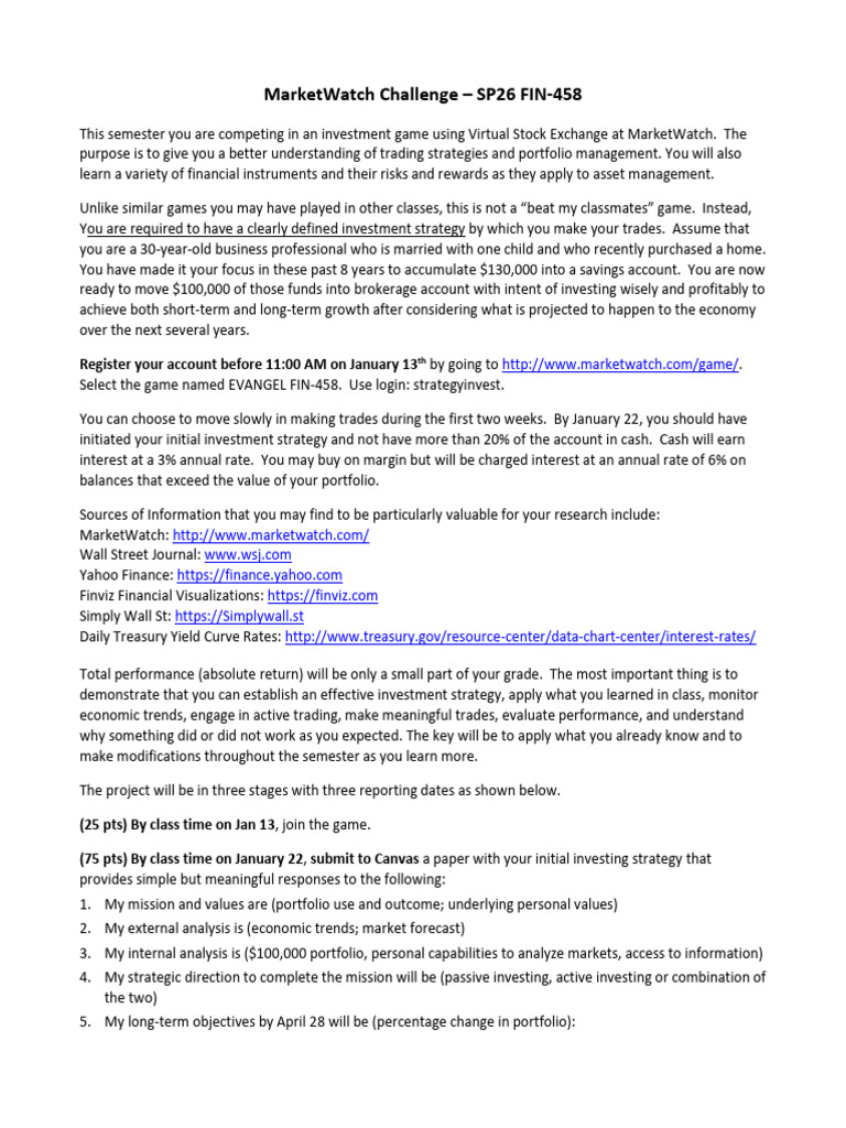 MarketWatch Challenge SP26 | PDF | Investing | Interest