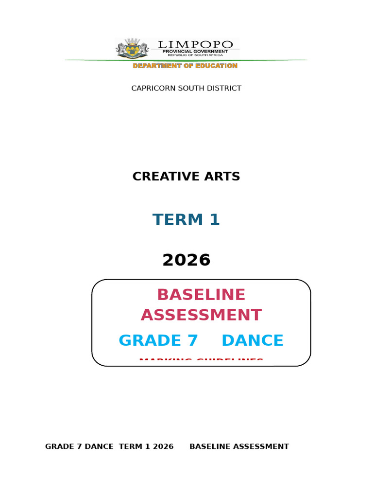 Grade 7 Dance Assessment Guidelines 2026 | PDF