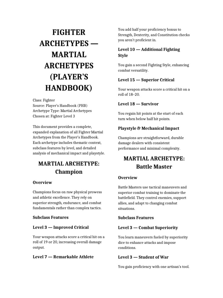 Fighter Archetypes | PDF | Dungeons & Dragons