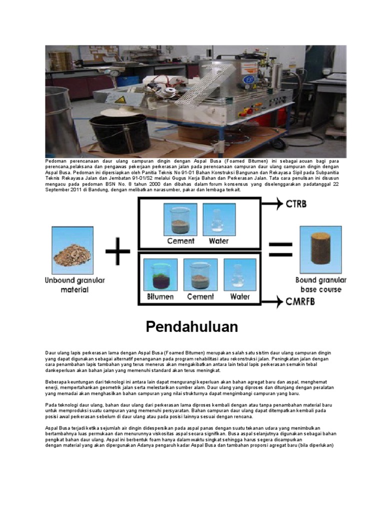 Pedoman Perencanaan Daur Ulang Campuran Dingin Dengan Aspal Busa | PDF