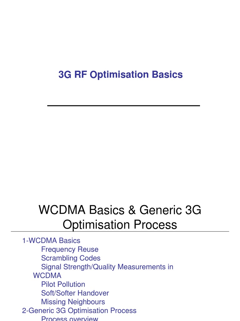 Basic 3G Optimization | PDF | Cellular Network | 3 G