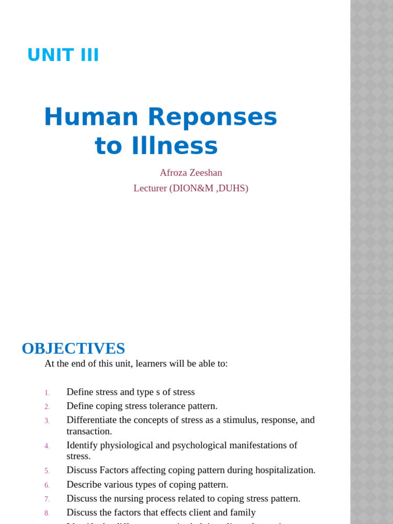 Unit #04 (Human Response) | PDF | Stress (Biology) | Anxiety