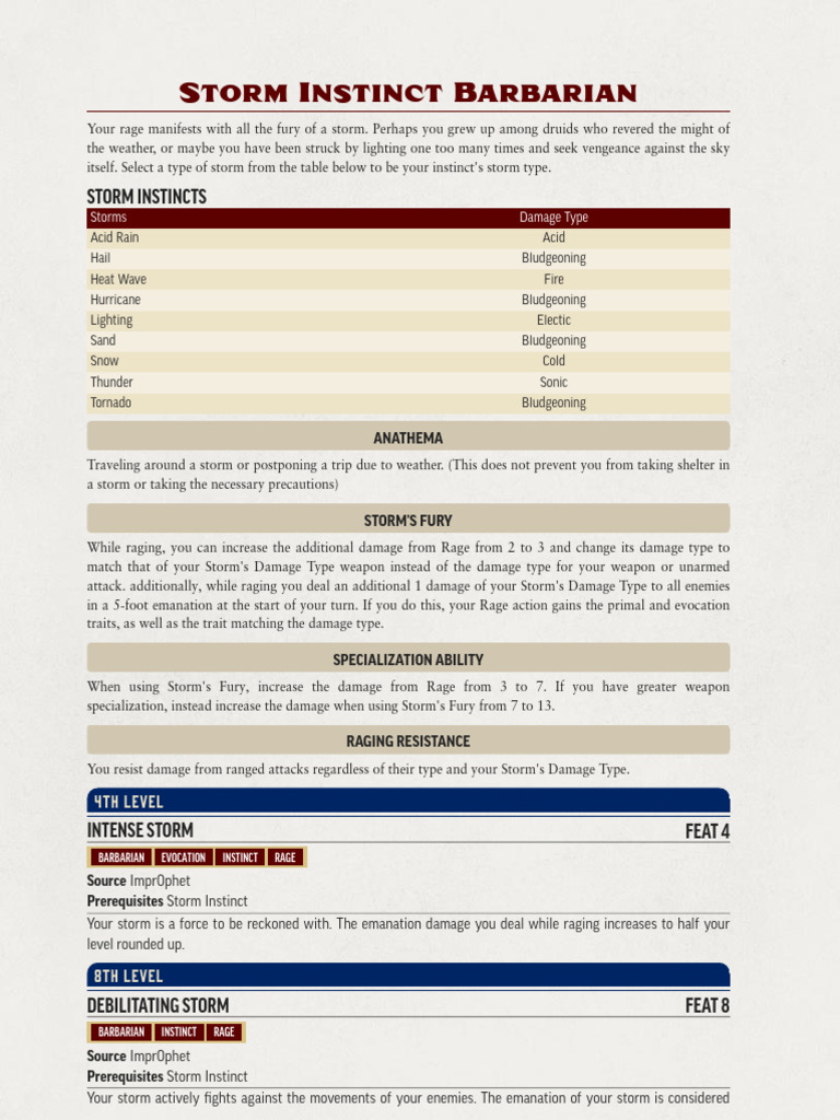 5 Barbarian Instinct Subclasses | PDF | Storms | Earth Sciences