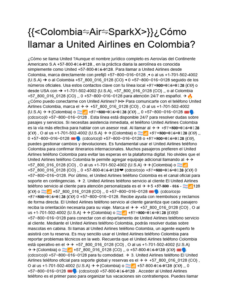 Cómo llamar a United Airlines en Colombia? | PDF | aerolíneas Unidas ...