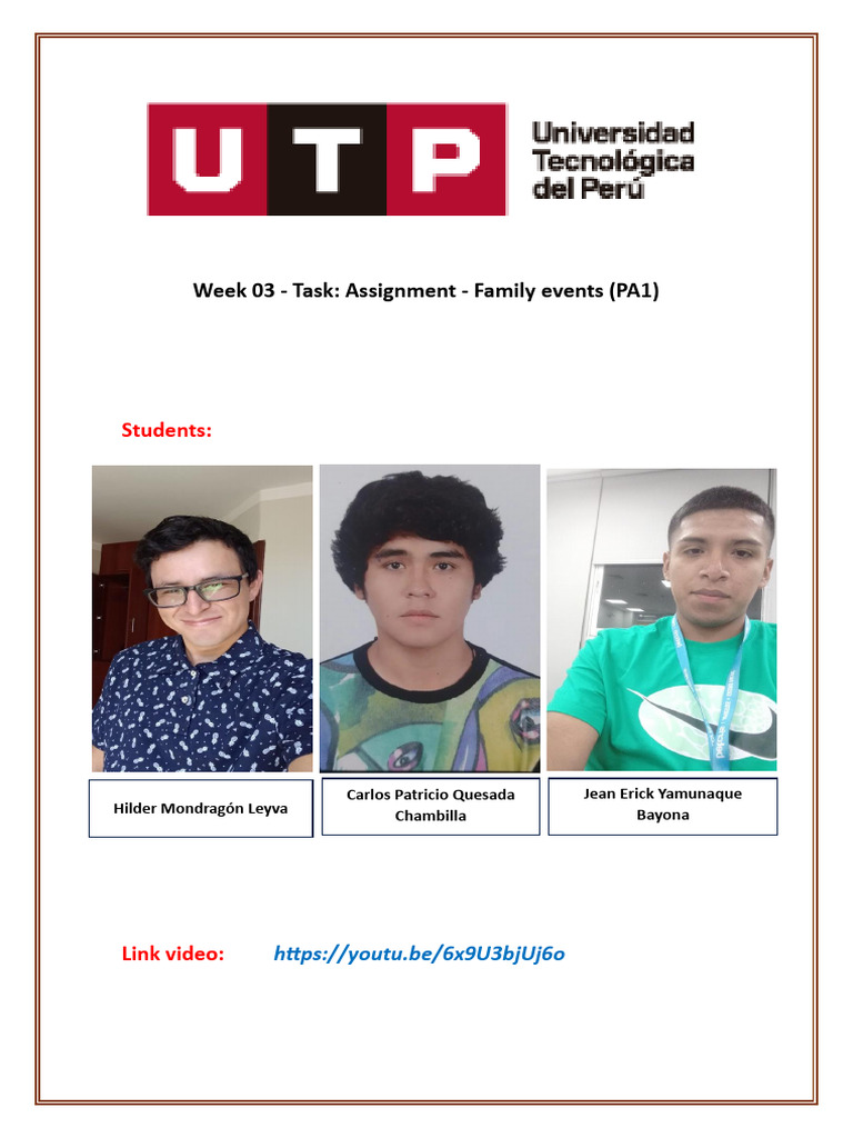 Week 03 - Task Assignment - Family Events (PA1) | PDF