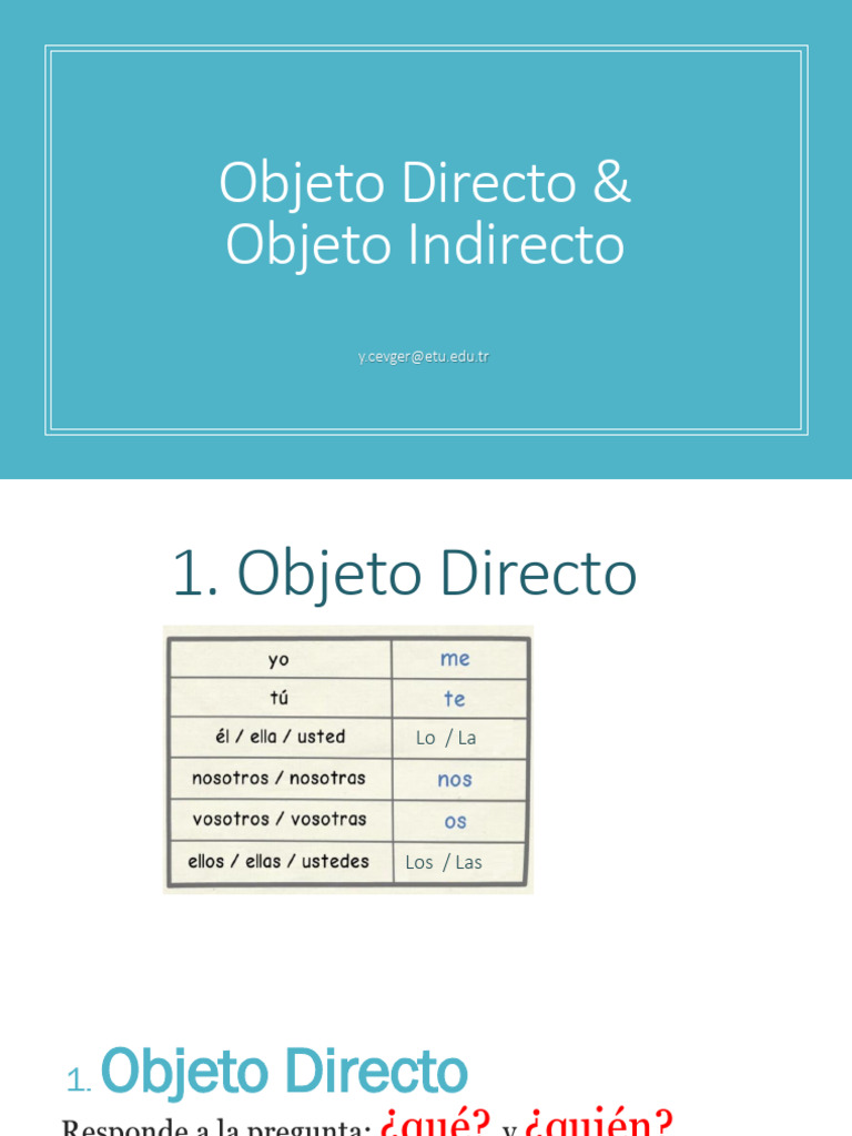 Objetos Directo e Indirecto en Español | PDF | Objeto (gramática)