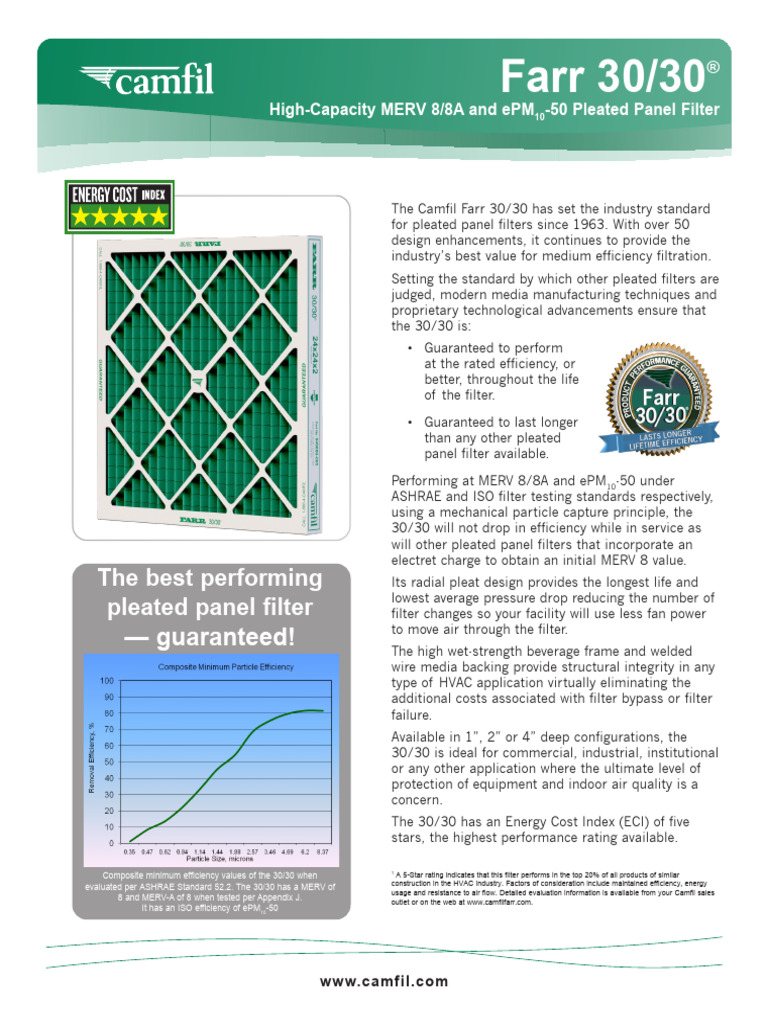 Camfil Farr 30/30 Pleated Filter Guide | PDF | Mechanical Engineering