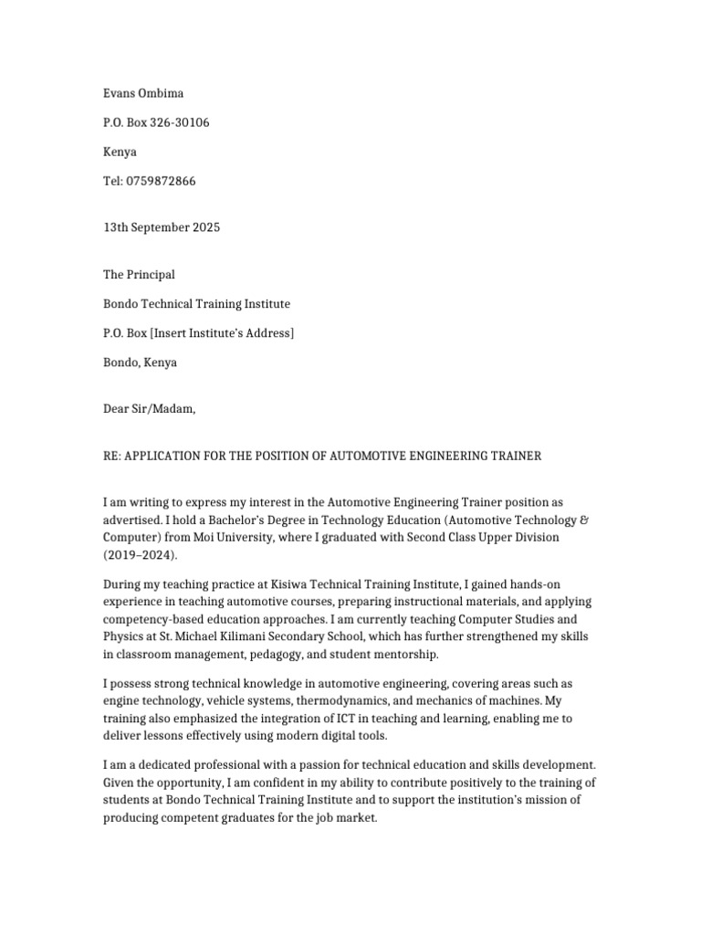 Application Letter Bondo | PDF