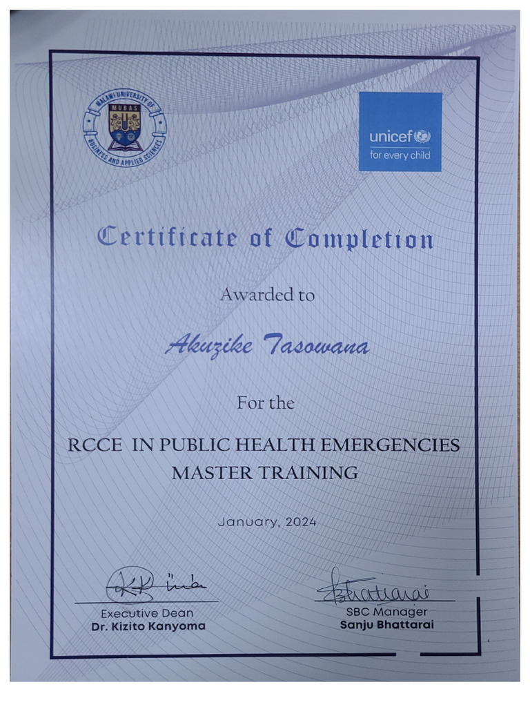 Akuzike RCCE Certificate | PDF