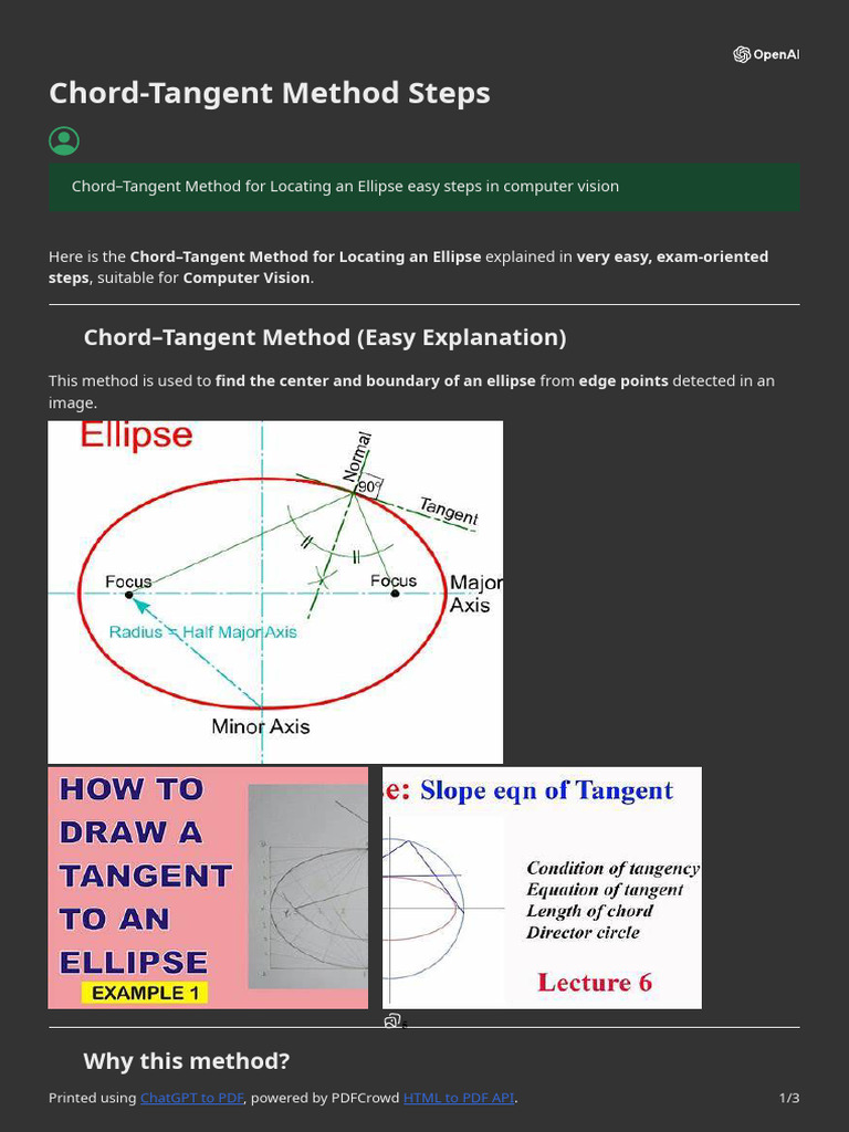 Chord-Tangent Method for Ellipse Detection | PDF | Ellipse | Perpendicular