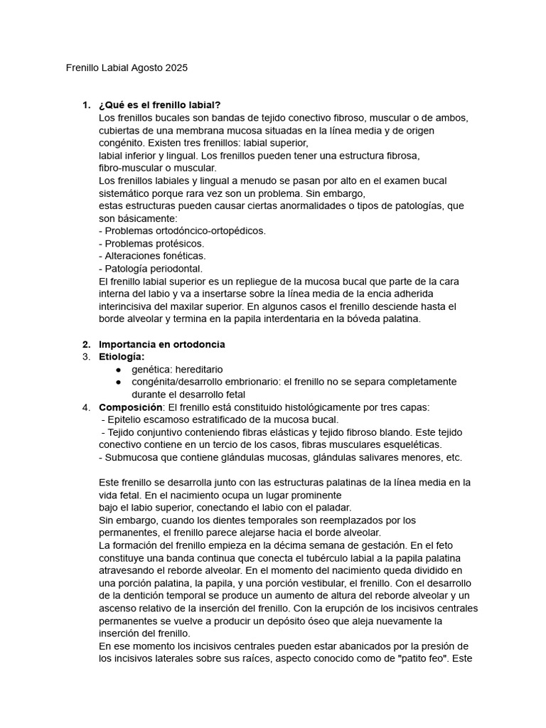 Frenillo Labial: Tipos y Tratamientos | PDF | Ortodoncia