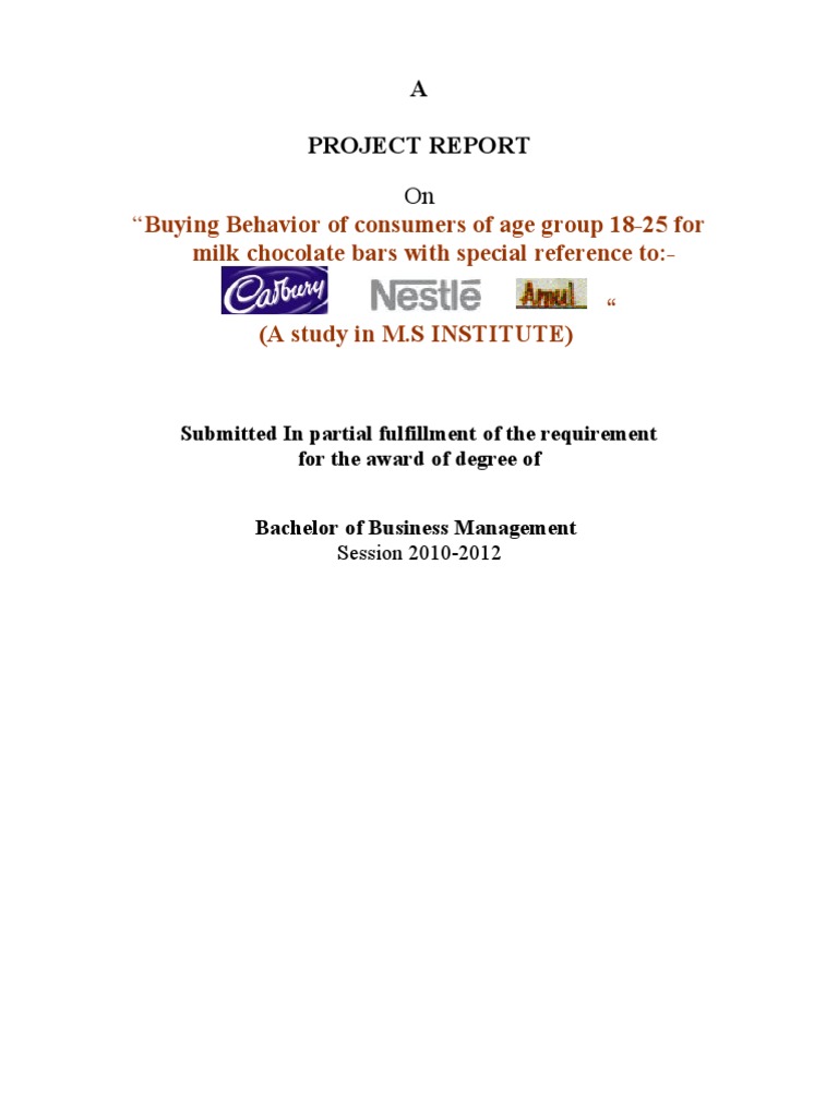 Amul Project | PDF | Chocolate | Sampling (Statistics)