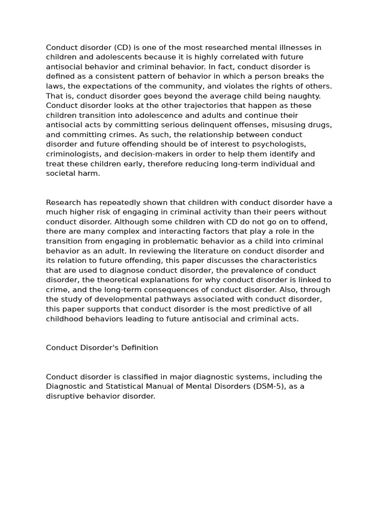 Conduct Disorder 2 | PDF