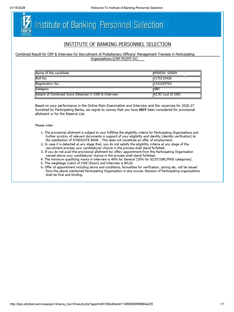 456344776 Ibps Po Final Result PDF.pdf | PDF