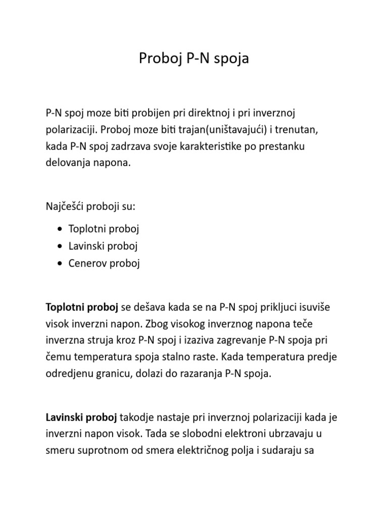 Lekcija 4.1 Proboj PN Spoja | PDF
