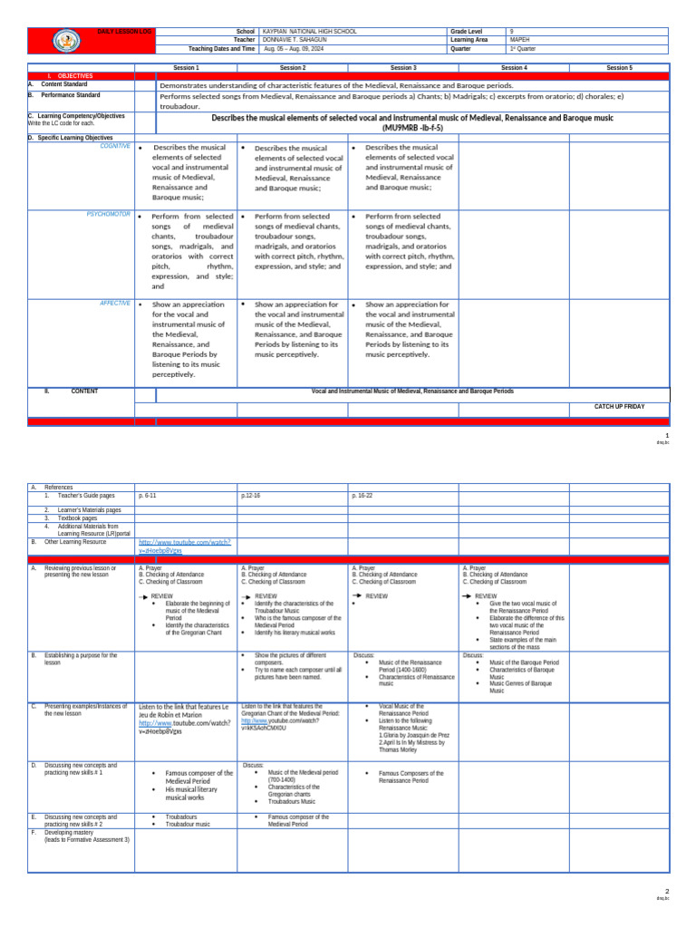 02-AUG. 5-9 | PDF | Gregorian Chant | Concerto