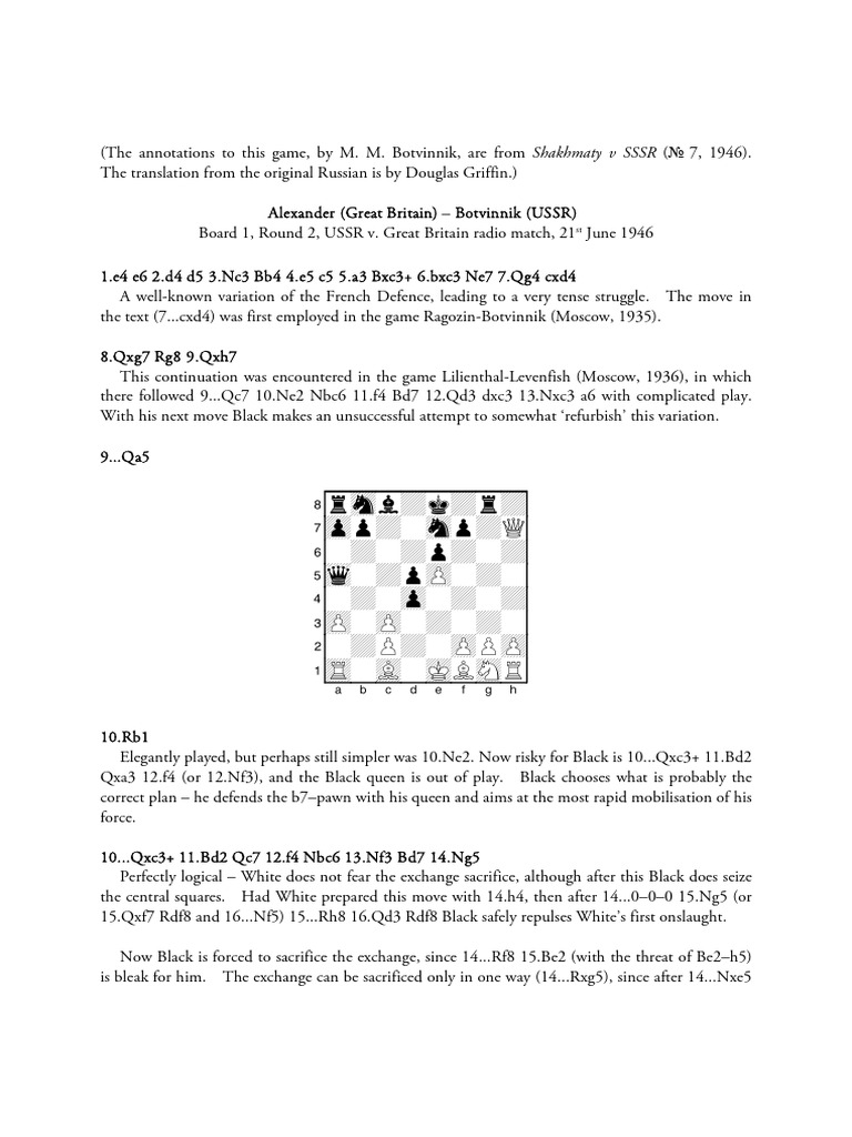 Alexander Botvinnik Ussr v. Gb Radio Match 1946 | PDF | Chess | Chess ...