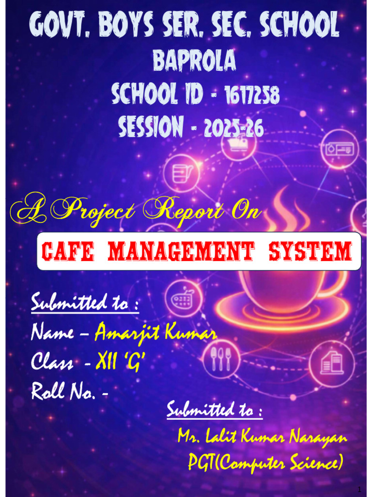 Amarjit Kumar (Cafe Management System) | PDF | Databases | My Sql