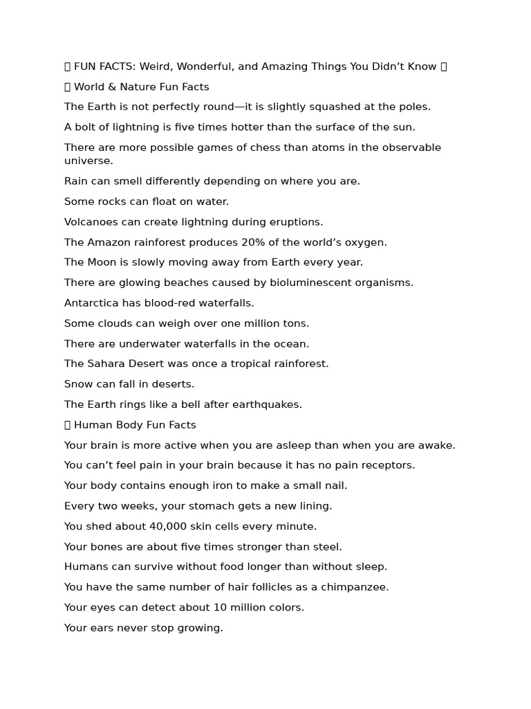 Fun Facts - Weird, Wonderful, and Amazing Things You Didn’t Know ...
