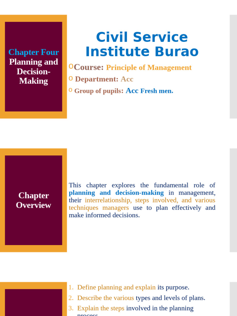 Chapter Four Planning and Decision-Making | PDF | Decision Making | Planning