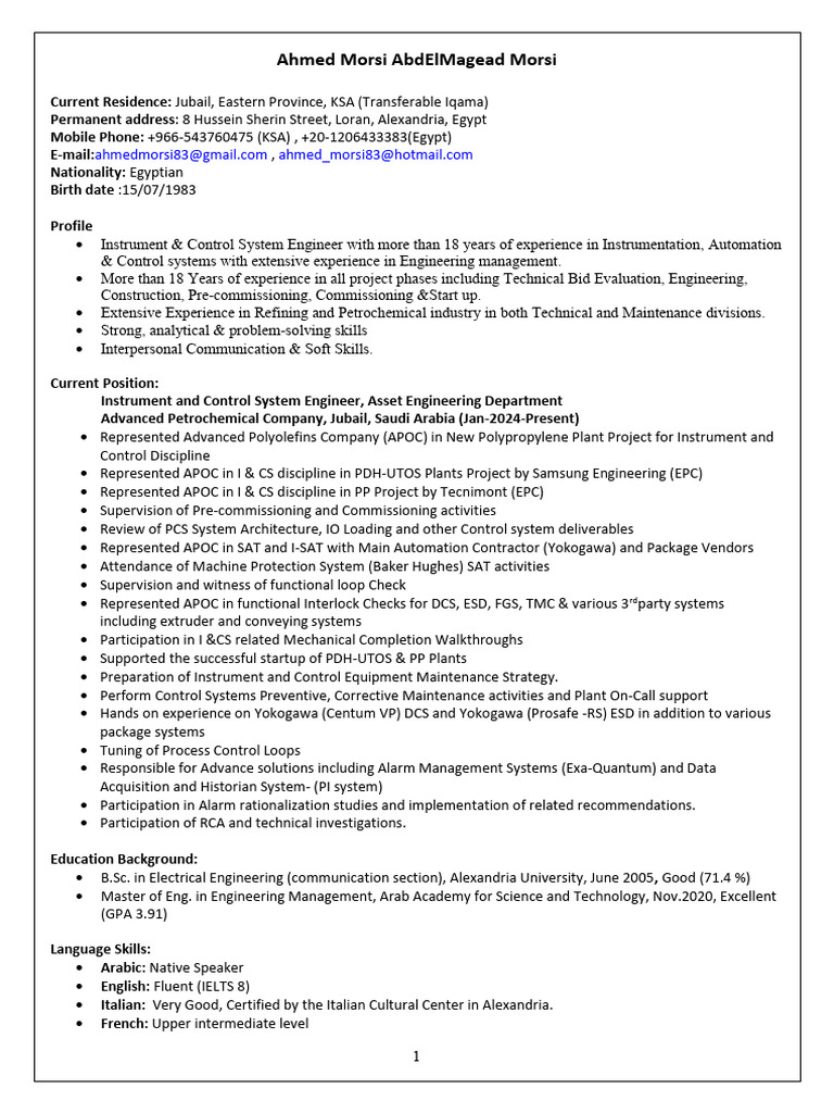 A-morsi Instrument and Control Eng Jan 26 | PDF | Instrumentation