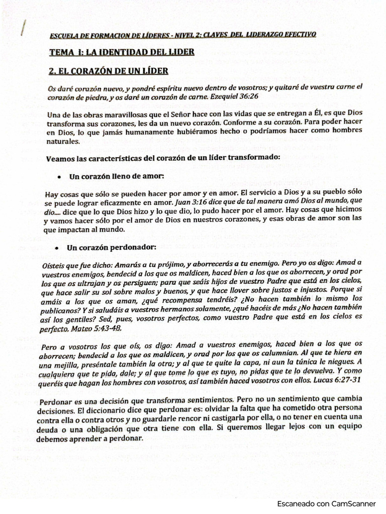 Tema 1- Subtema El Corazon Del Lider | PDF