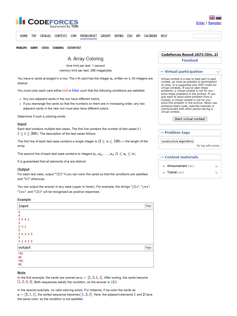 Array Coloring Problem Solution | PDF | Algorithms | Algorithms And ...
