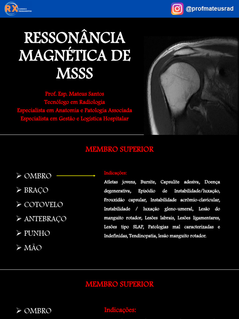 AULA 9 RM - PROTOC DE EXTREMIDADES | PDF | Joelho | Cotovelo