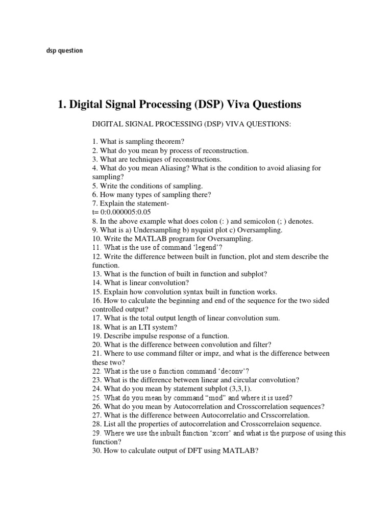 DSP Question and DPSD | PDF | Sampling (Signal Processing) | Digital ...