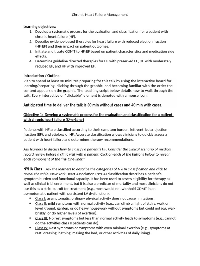 HF-Management-Teaching-Script-6.1 | PDF | Heart Failure | Ejection Fraction