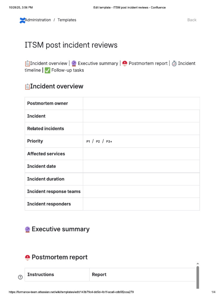 ITSM Post Incident Review Template | PDF
