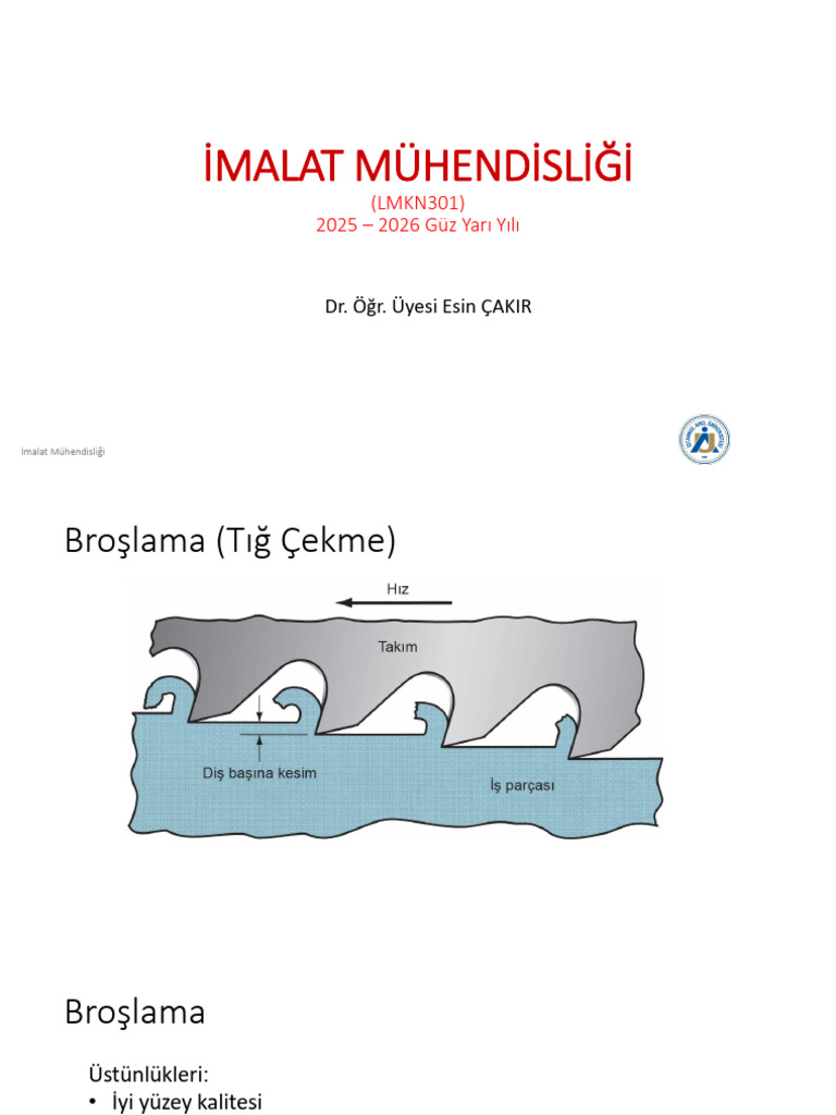 İmalat Mühendisliği - 13.Hafta | PDF