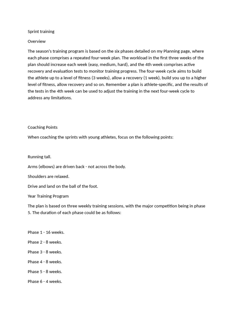 Sprint training | PDF | Athletics | Sport Of Athletics