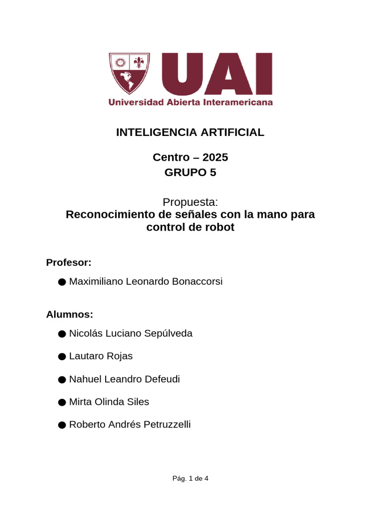 IA - TP Reconocimiento de Señales Con La Mano Para Control de Robot ...