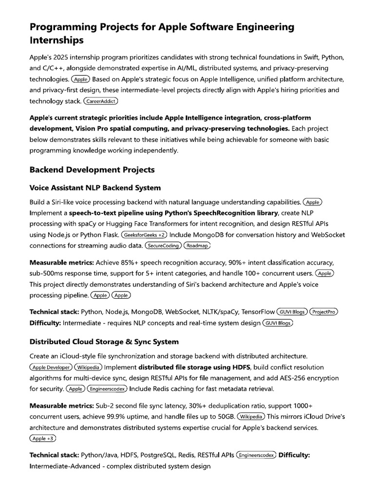 Programming Projects for Apple Software Engineering | PDF