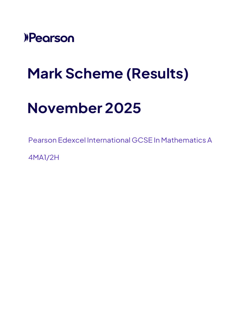 Edexcel IGCSE Maths Mark Scheme 2025 | PDF | Mathematics