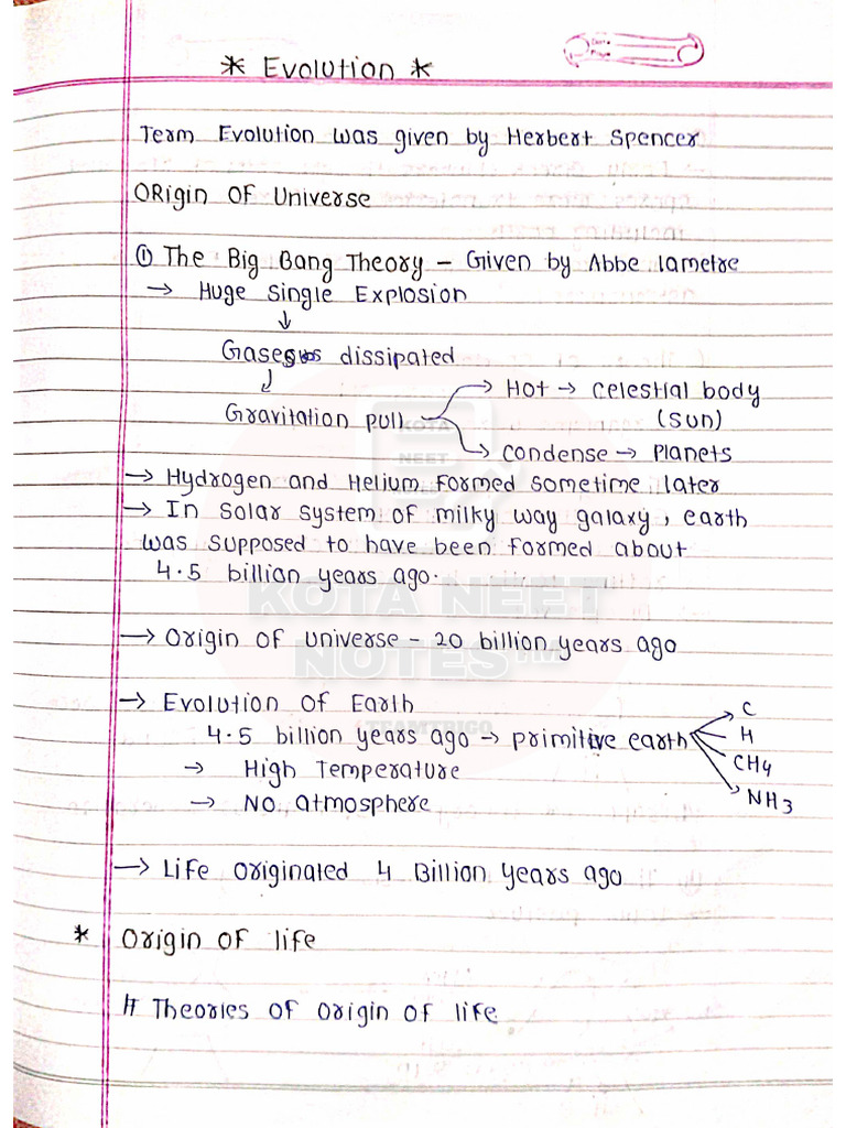 Evolution Kota Neet Notes | PDF