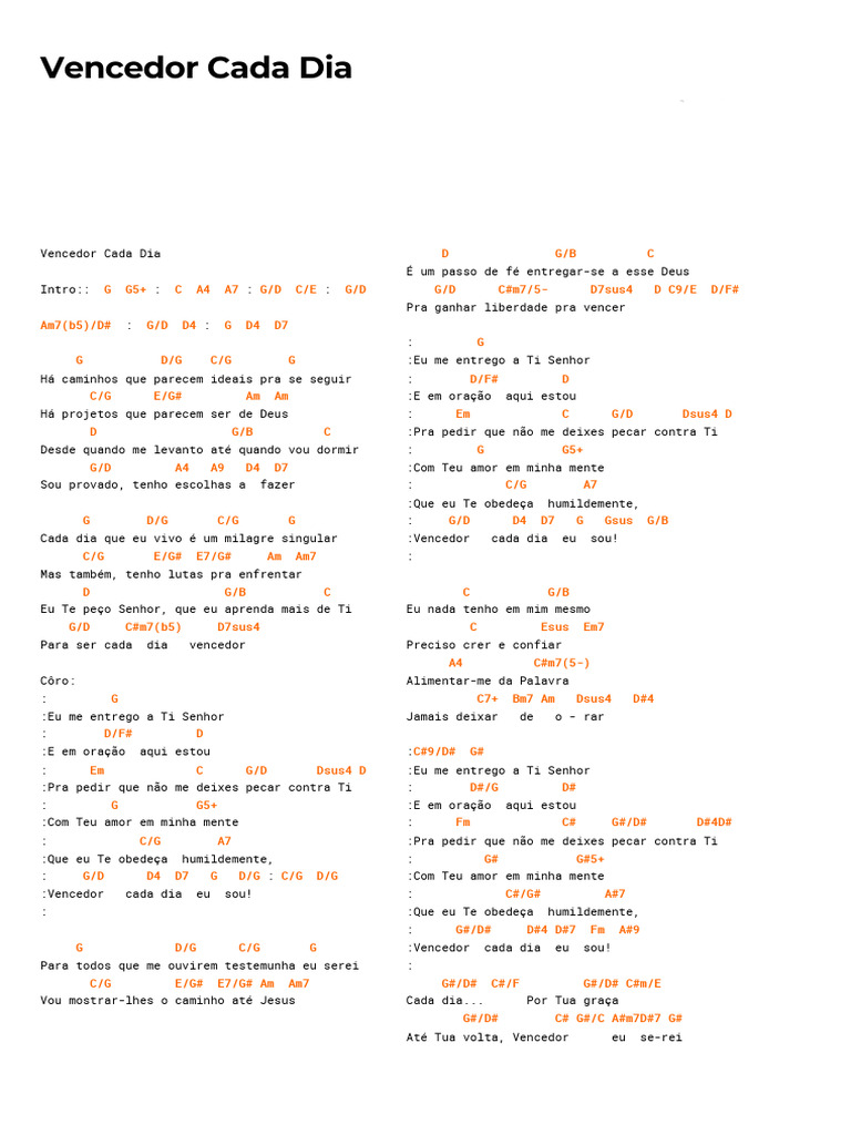 Vencedor Cada Dia - Cifra G_251228_142804 | PDF | Crença e doutrina ...