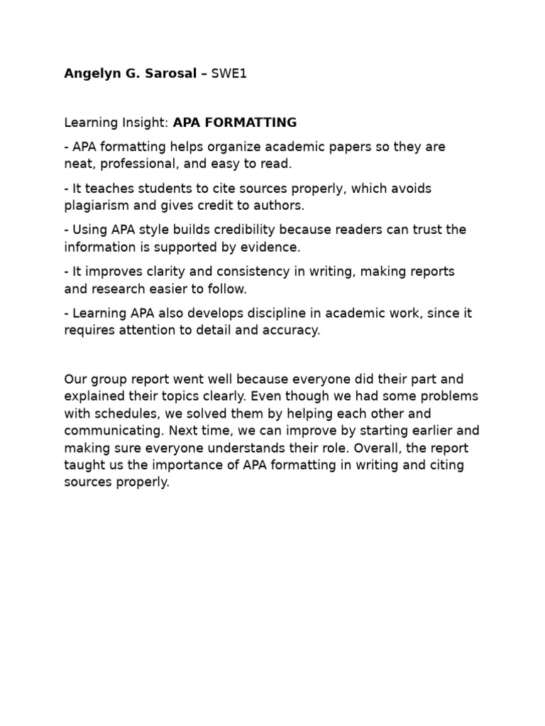 Swe1 Learning Insight | PDF