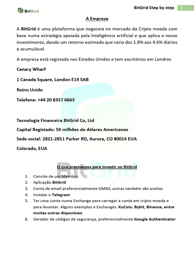 Guia Completo para Investir na BitGrid | PDF | Dinheiro | Investimentos