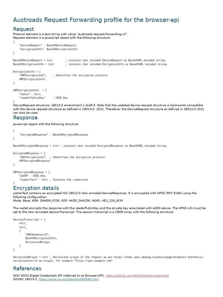 Austroads Request Forwarding Profile for the Browser v4 | PDF