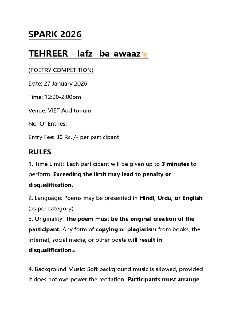 Tehreer Poetry Competition | PDF