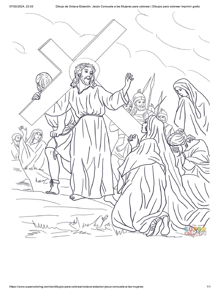 Dibujo de Octava Estación - Jesús Consuela A Las Mujeres para Colorear ...