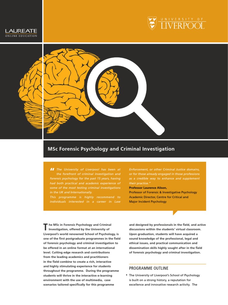 MSC Forensic Psychology and Criminal Investigation: Programme Outline ...