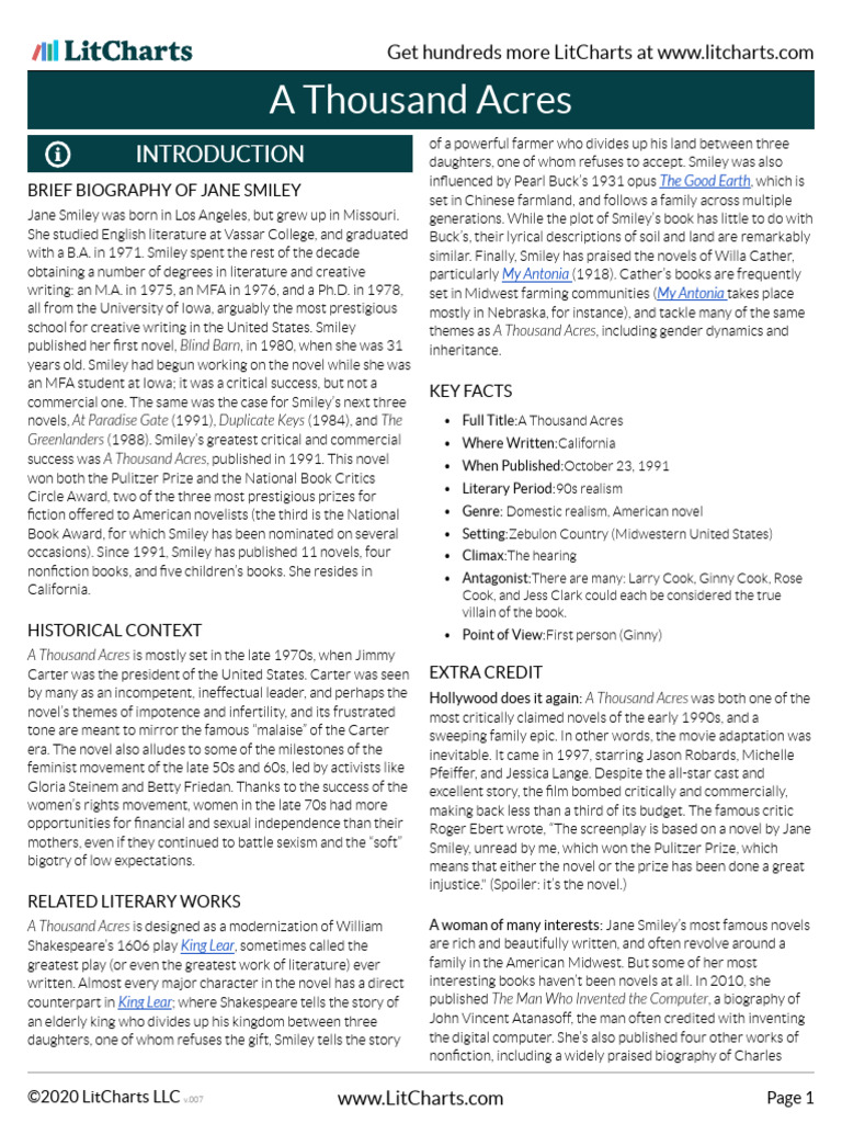 A Thousand Acres LitChart | PDF | King Lear