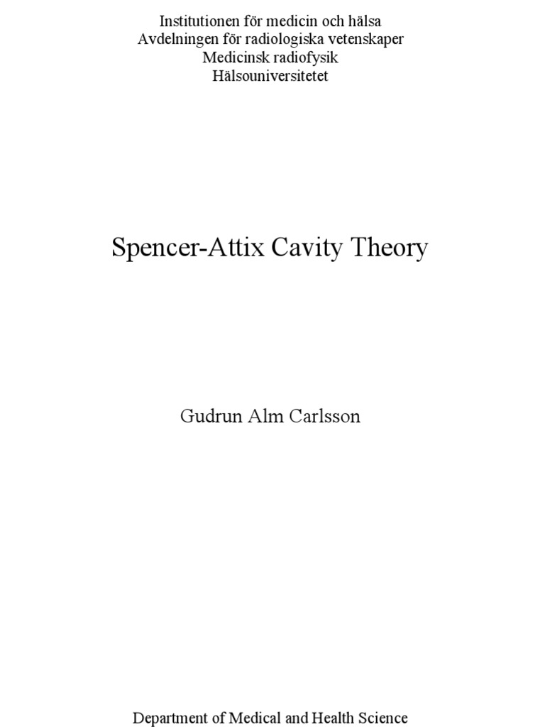 Spencer-Attix Cavity Theory | PDF