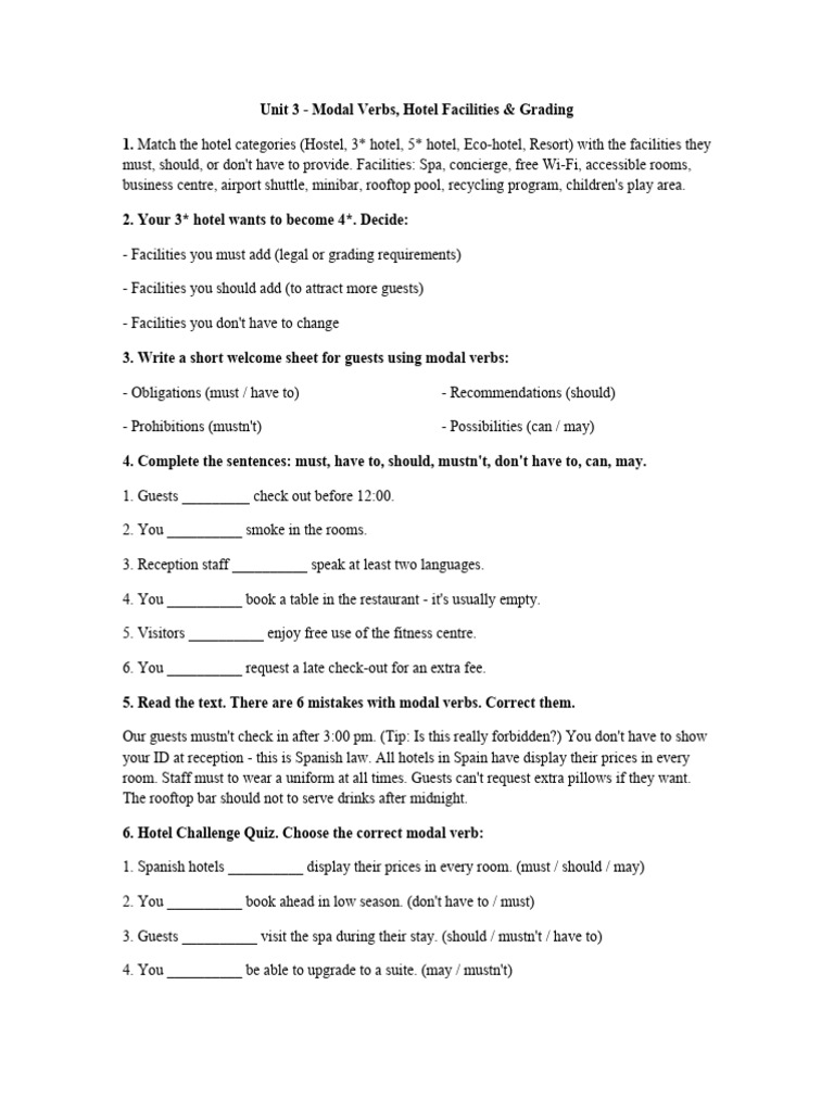 UNIT 3 - Grammar + Vocab Exercises | PDF