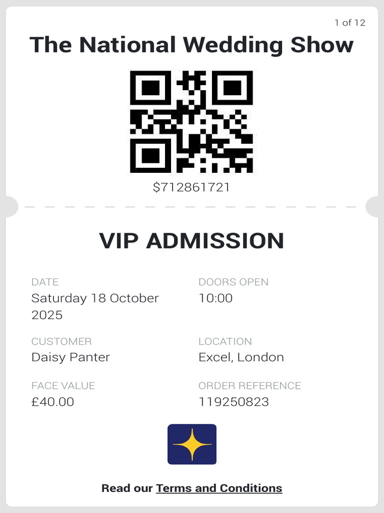 National Wedding Show VIP Admission 2025 | PDF