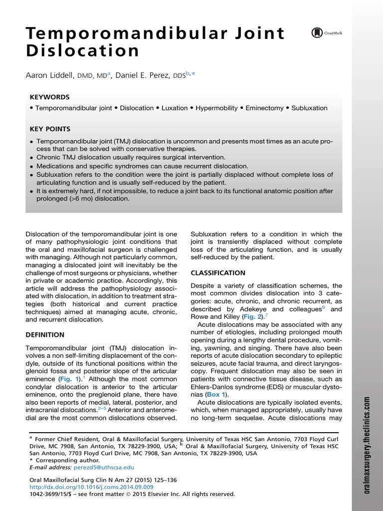 Temporomandibular Joint Dislocation | PDF | Musculoskeletal System ...