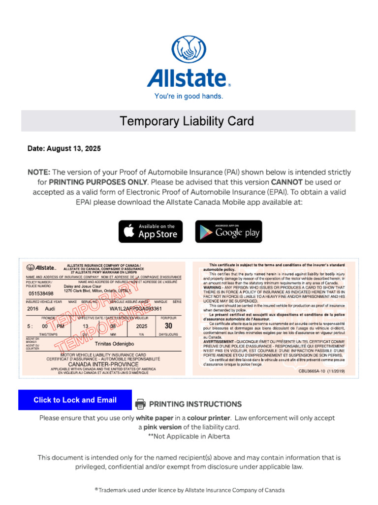 Temporary Liability Card- 051538498 | PDF